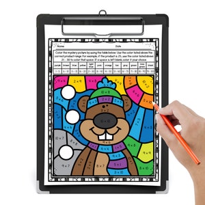 Groundhog Day Color by Number Multiplication Worksheets for 3rd Grade ...