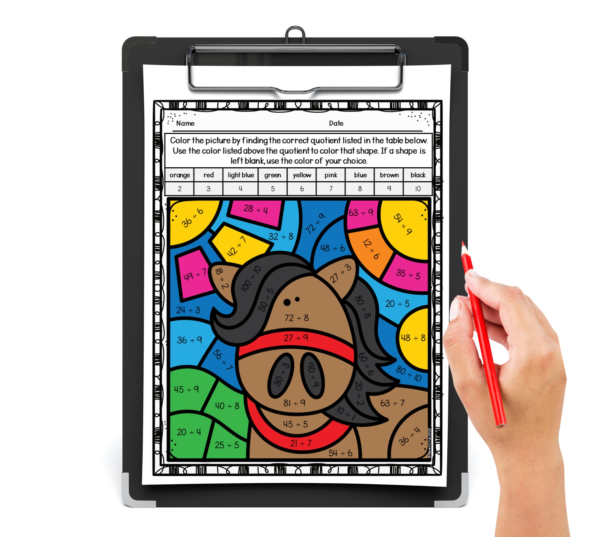 Farm Animals Division Color by Number Worksheets | 3rd Grade Math ...