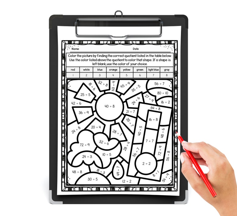 Weather and Seasons Division Color by Number Worksheets | 3rd Grade and ...