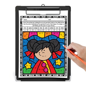 Chinese New Year Color by Number Division Worksheets for 3rd Grade and ...