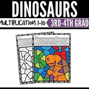 Dinosaur Multiplication Color by Number Worksheets | Fun 3rd Grade ...