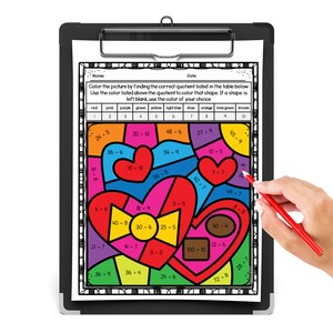 Valentine's Day Color by Number Division Worksheets for 3rd Grade and ...