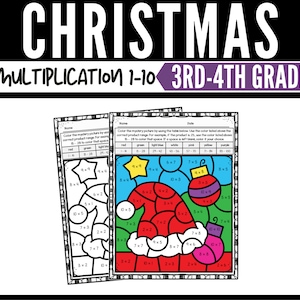 Color by Number Christmas Multiplication Worksheets for 3rd-grade and ...