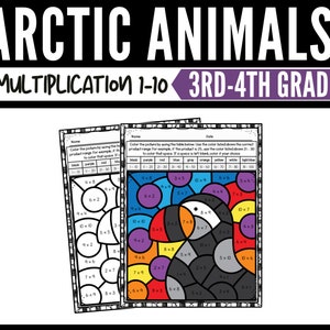 Arctic Animals Multiplication Color by Number Activity for 3rd-grade ...