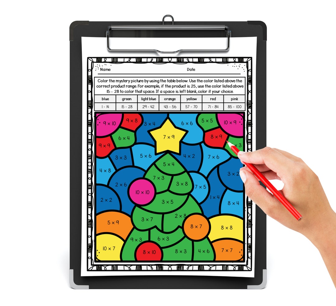 Color by Number Christmas Multiplication Worksheets for 3rd-grade and ...