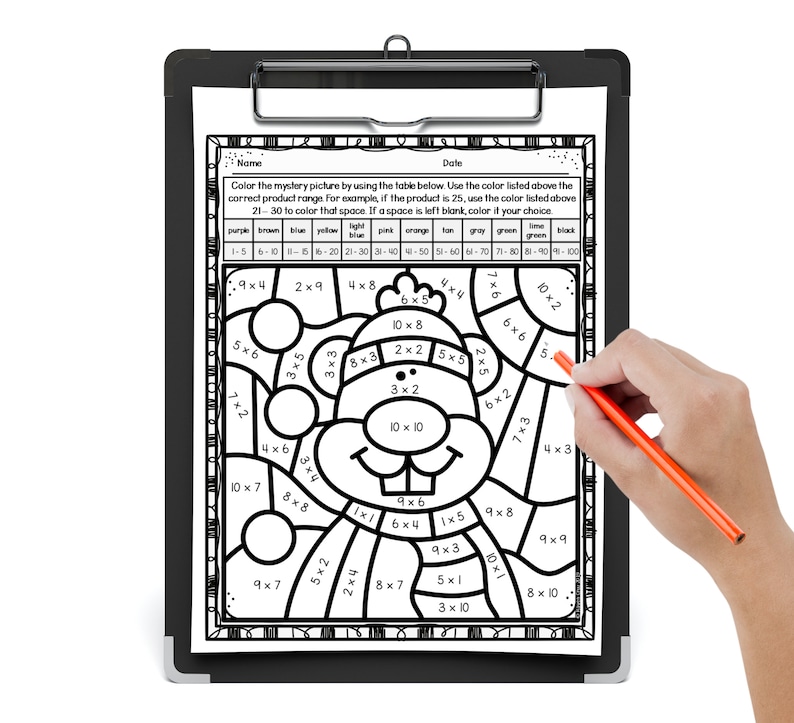 Groundhog Day Color by Number Multiplication Worksheets for 3rd Grade ...