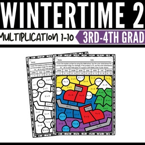 Winter Color by Number Multiplication Worksheets, Winter Classroom Math ...