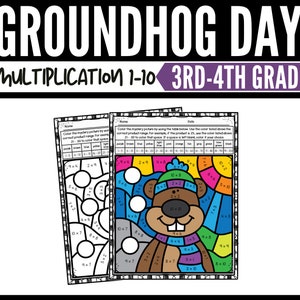 Groundhog Day Color by Number Multiplication Worksheets for 3rd Grade ...