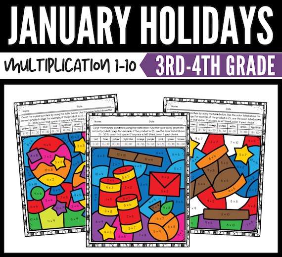 Holiday Color By Number Multiplication Worksheets Christmas