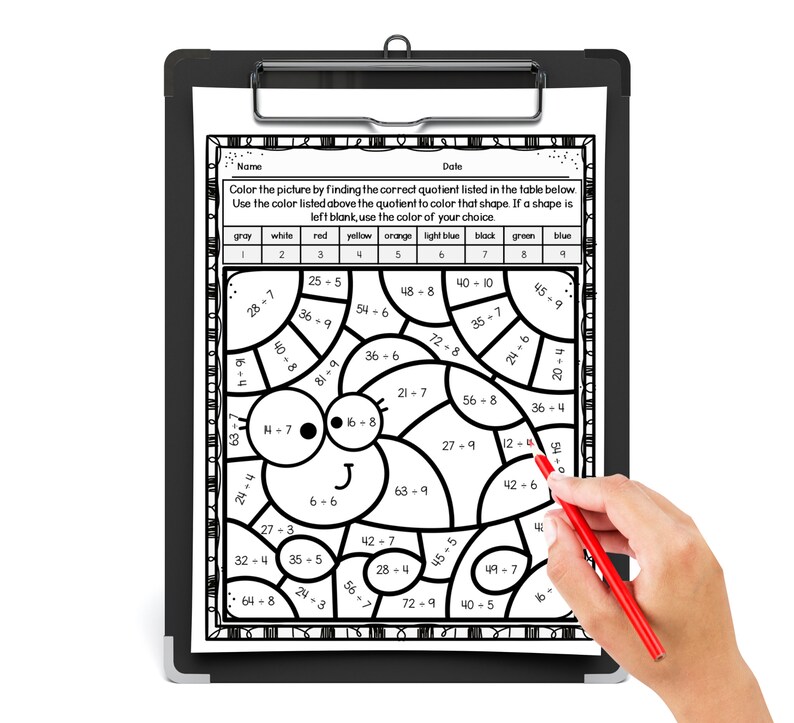 Bugs Division Color by Number Worksheets | 3rd Grade Centers | 4th ...