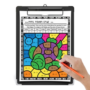 Sea Animals Division Color by Number Worksheets | - Etsy