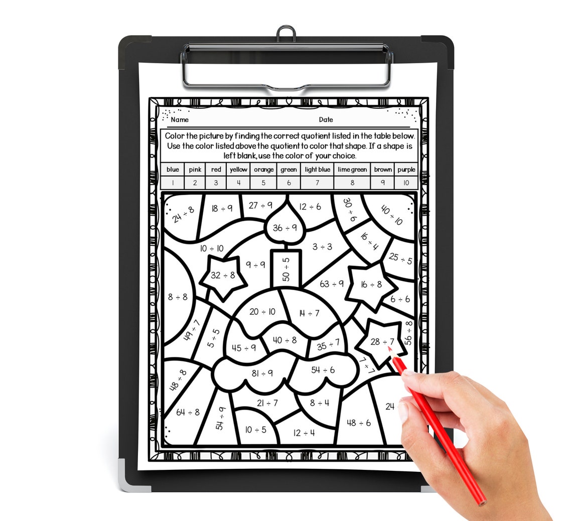 Happy Birthday Division Color by Number Worksheets for 3rd Grade and ...