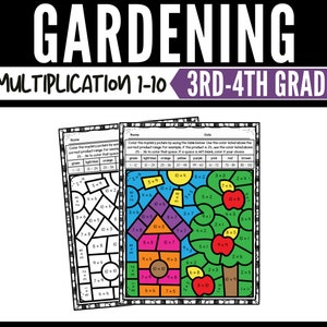 Gardening Multiplication Color by Number Worksheets for 3rd Grade and ...