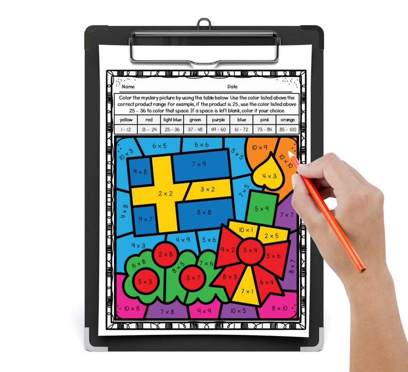 Color by Number for St. Lucia's Day Multiplication Printable ...