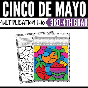 Cinco De Mayo Color by Number Multiplication Worksheets for 3rd Grade ...