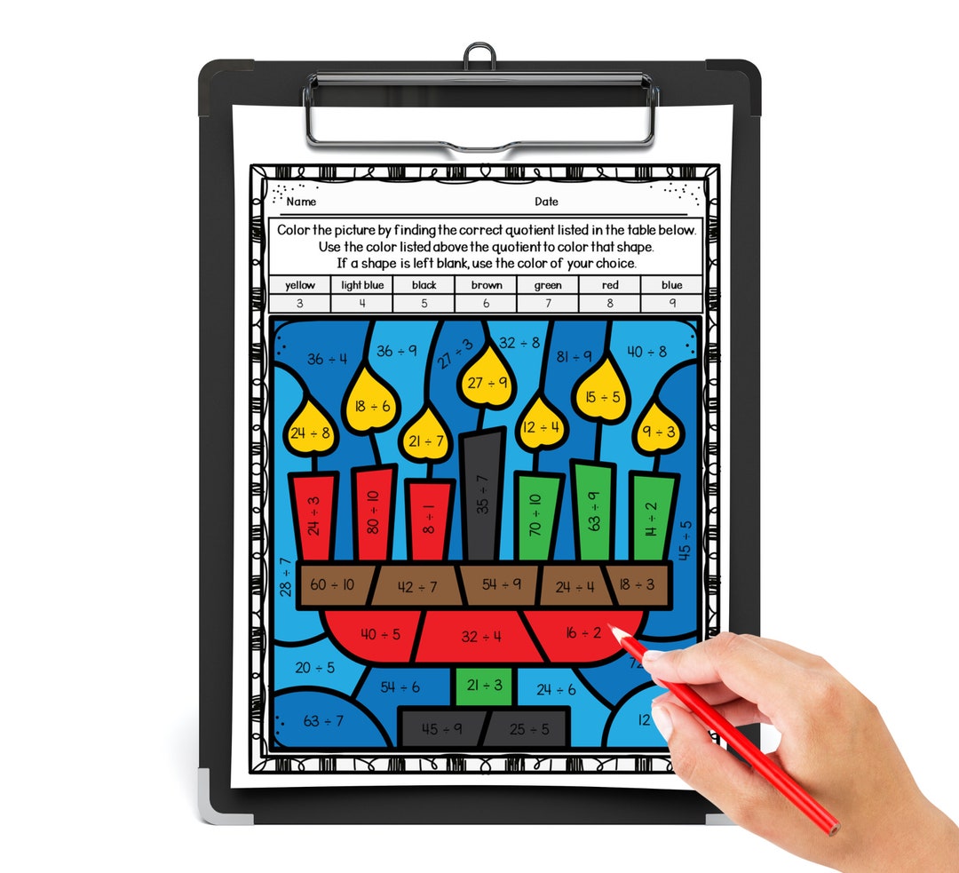 Kwanzaa Color by Number Divisionworksheets 3rd Grade and 4th Grade Math ...