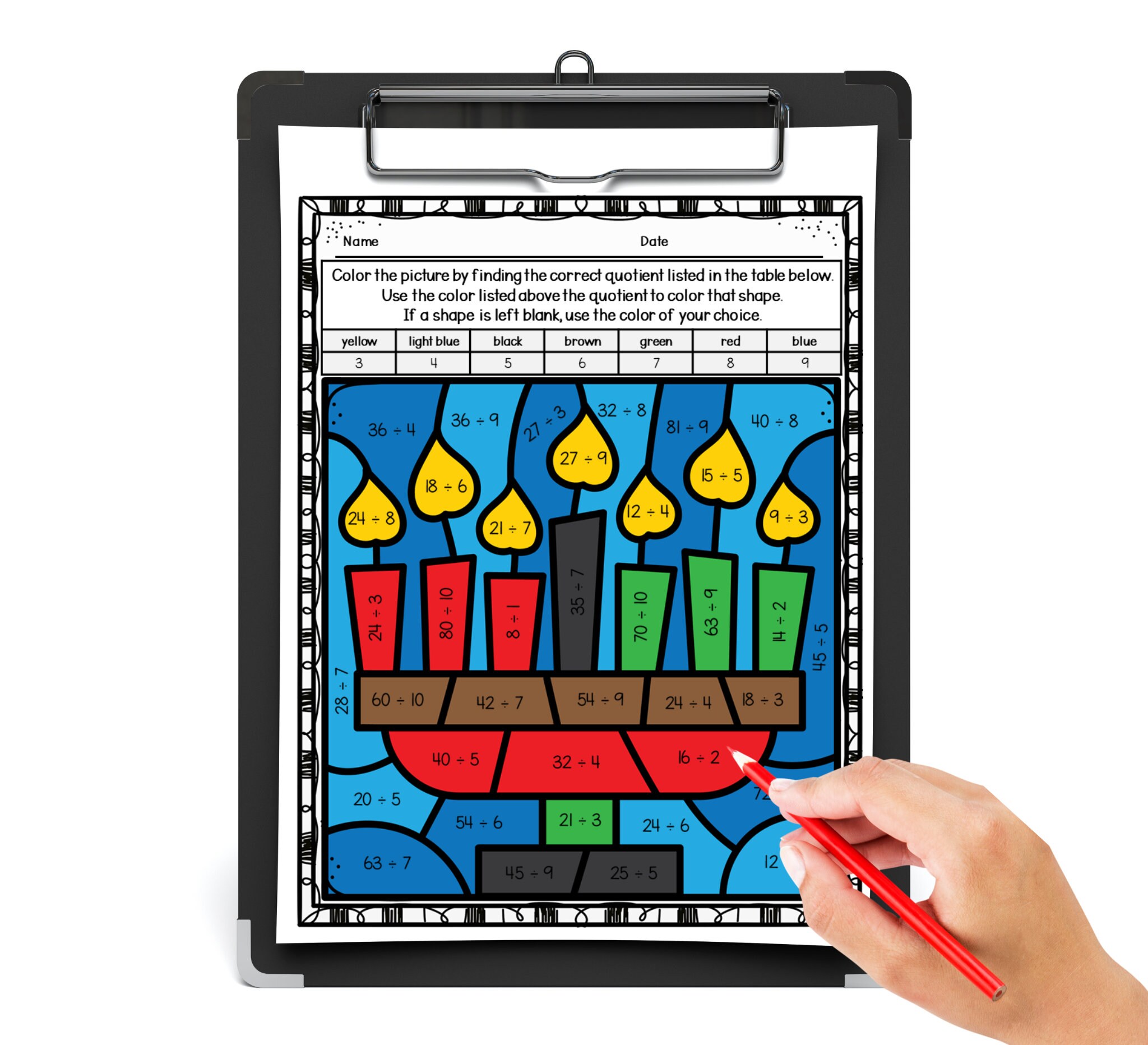 Kwanzaa Color by Number Divisionworksheets 3rd Grade and 4th Grade Math ...