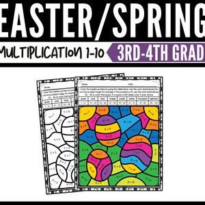 Easter Color by Number Multiplication Worksheets for 3rd Grade and 4th ...