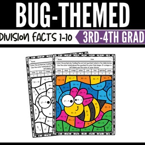 Bugs Division Color by Number Worksheets | 3rd Grade Centers | 4th ...