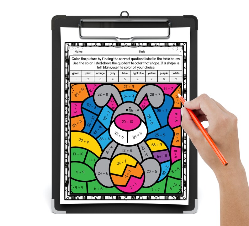Easter Color by Number Division Worksheets for 3rd Grade and 4th Grade ...