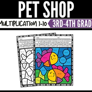 Pet Shop Multiplication Color by Number Worksheets | 3rd Grade ...