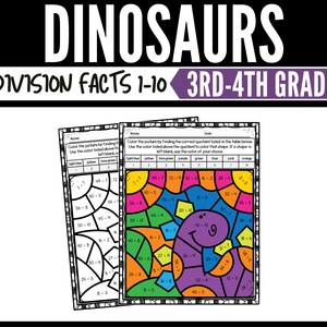 Dinosaur Division Color by Number Worksheets | 3rd Grade Multiplication ...