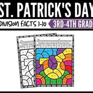 St. Patrick's Day Division Color by Number St. Paddy's Day Math for 3rd ...