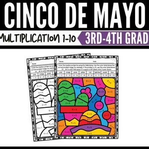 Cinco De Mayo Color by Number Multiplication Worksheets for 3rd Grade ...