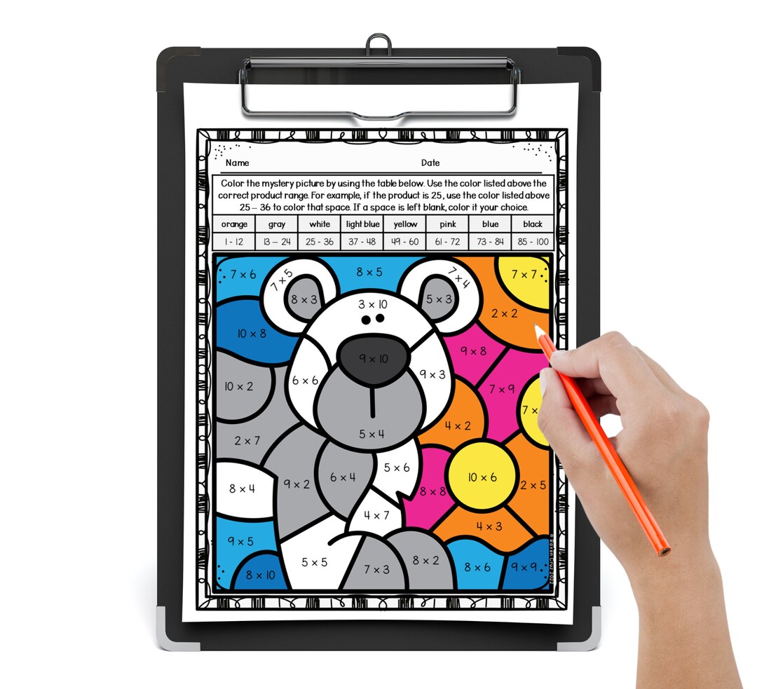Arctic Animals Multiplication Color by Number Activity for 3rd-grade ...