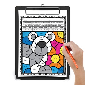 Arctic Animals Multiplication Color by Number Activity for 3rd-grade ...