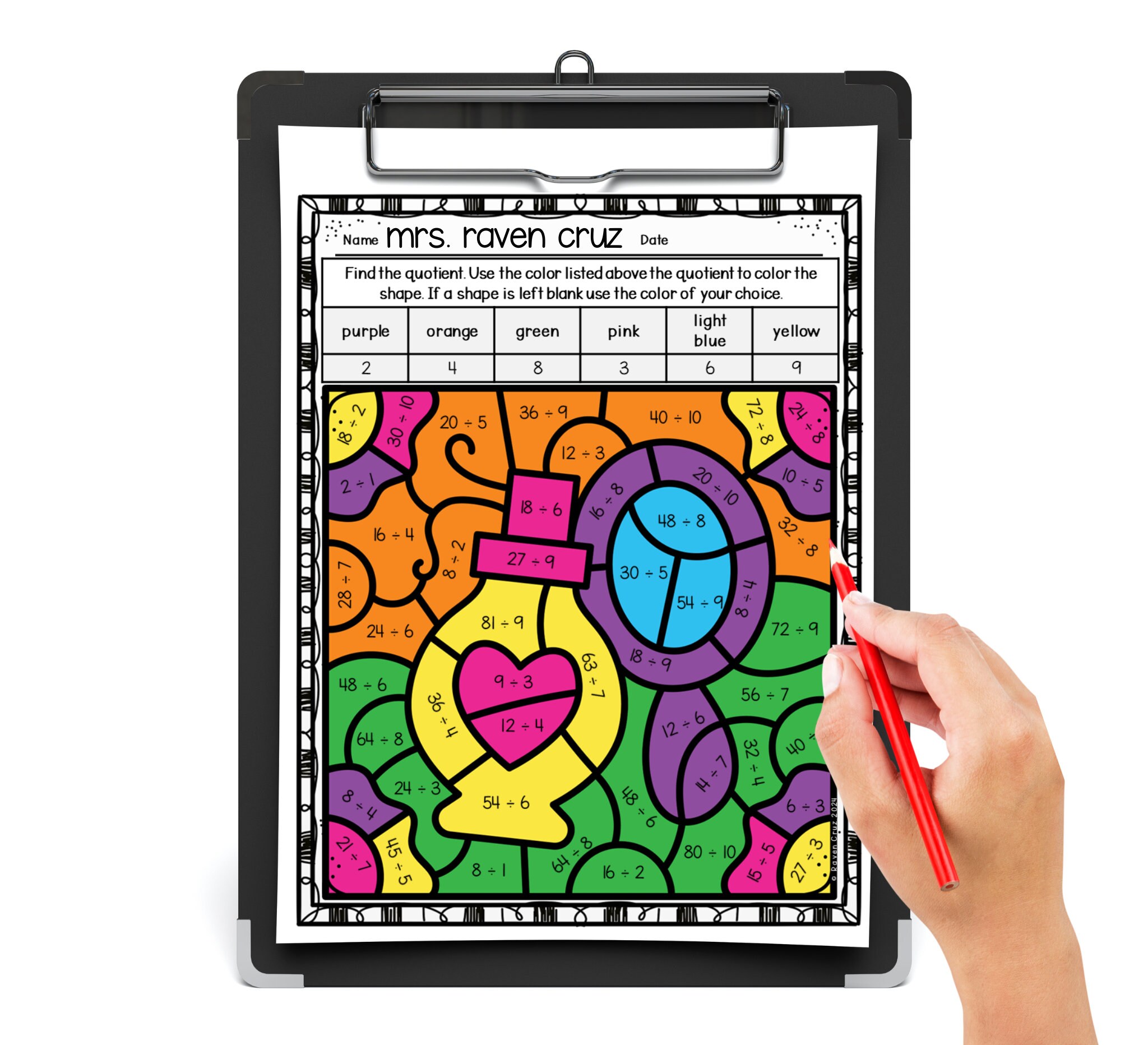 Mother's Day Coloring Pages for Division Color by Number Worksheets Fun ...