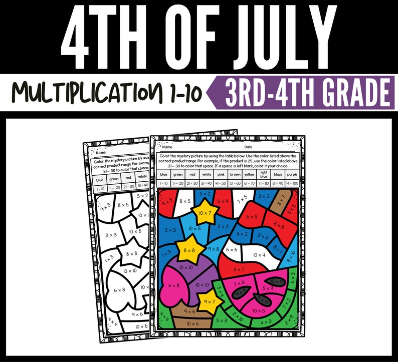 4th of July Coloring Pages Multiplication Worksheets for 3rd Grade ...