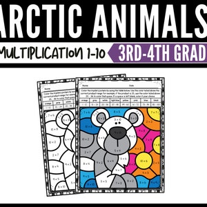 Arctic Animals Multiplication Color by Number Activity for 3rd-grade ...