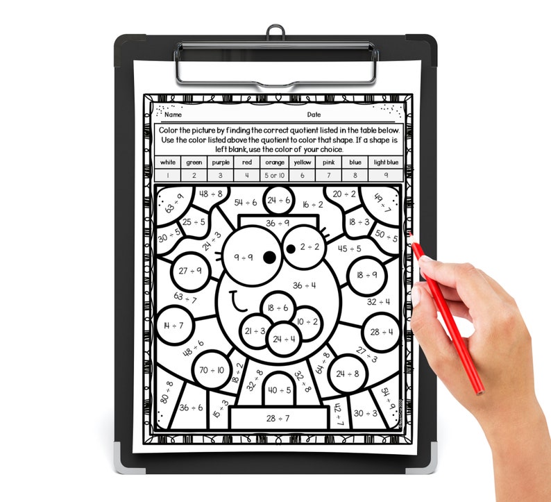 Sweet Treats Division Color by Number Worksheets 3rd Grade and 4th ...