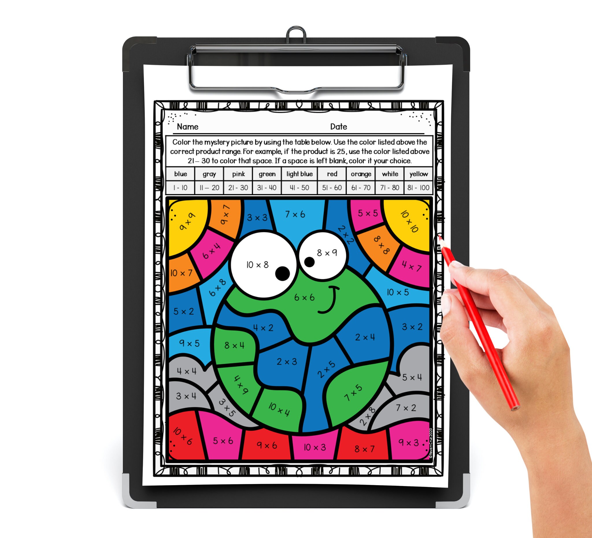 Earth Day Multiplication Color by Number Worksheets for 3rd Grade and ...