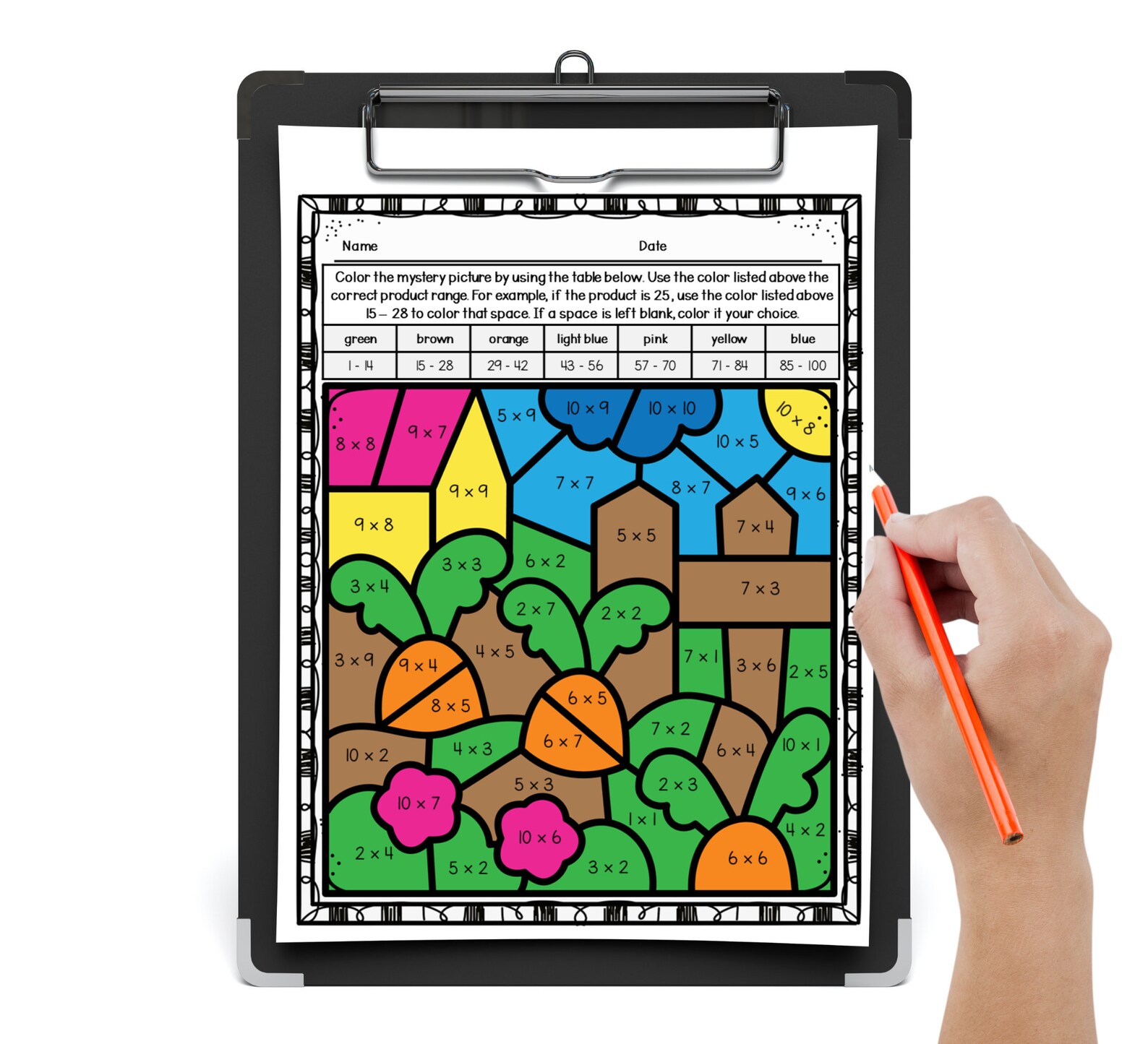 Gardening Multiplication Color by Number Worksheets for 3rd Grade and ...