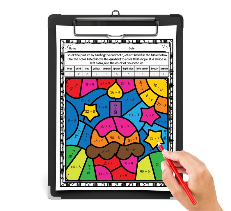 Happy Birthday Division Color by Number Worksheets for 3rd Grade and ...