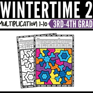Winter Color by Number Multiplication Worksheets, Winter Classroom Math ...