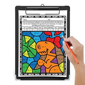 Dinosaur Division Color by Number Worksheets | 3rd Grade Multiplication ...