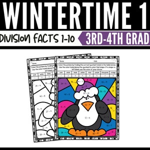 Division Color by Number Worksheets for Winter in 3rd Grade and 4th ...