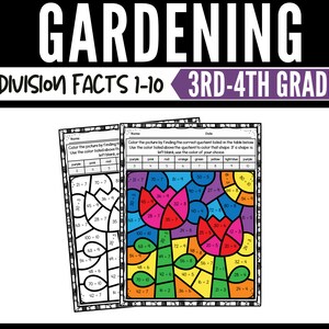 Gardening Division Color by Number Worksheets for 3rd Grade and 4th ...
