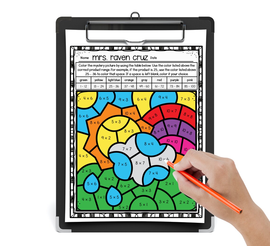 Spring Multiplication Color by Number Worksheets - Etsy
