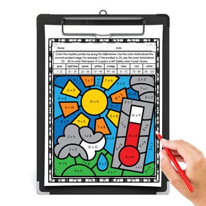 Weather and Season Multiplication Color by Number Worksheets | 3rd ...