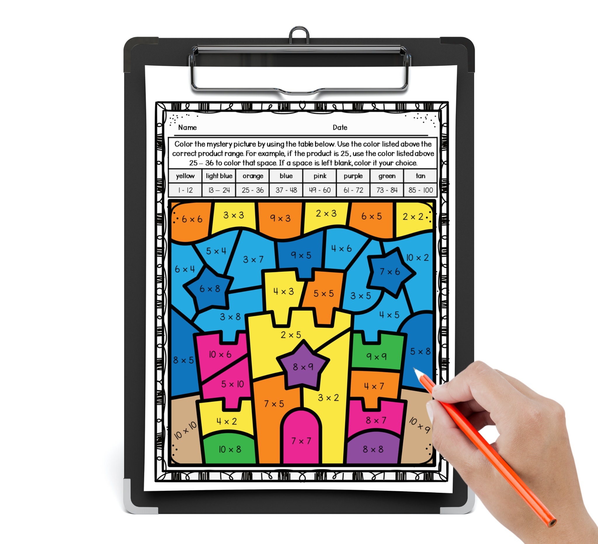 Beach Themed Multiplication Color by Number Worksheets for 3rd Grade ...