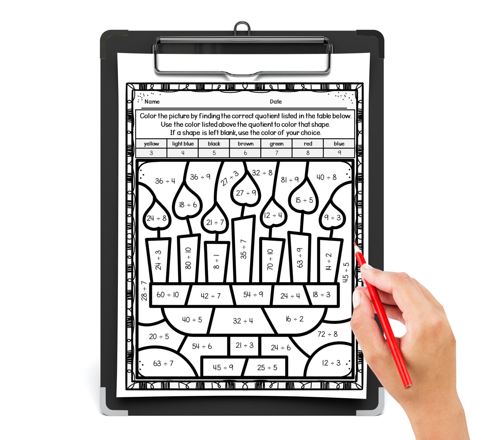 Kwanzaa Color by Number Divisionworksheets 3rd Grade and 4th Grade Math ...