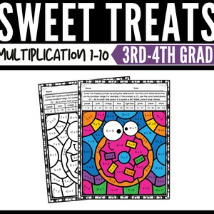 Sweet Treats Multiplication Color by Number Worksheets for 3rd Grade ...