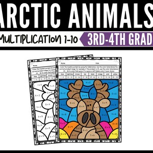 Arctic Animals Multiplication Color by Number Activity for 3rd-grade ...