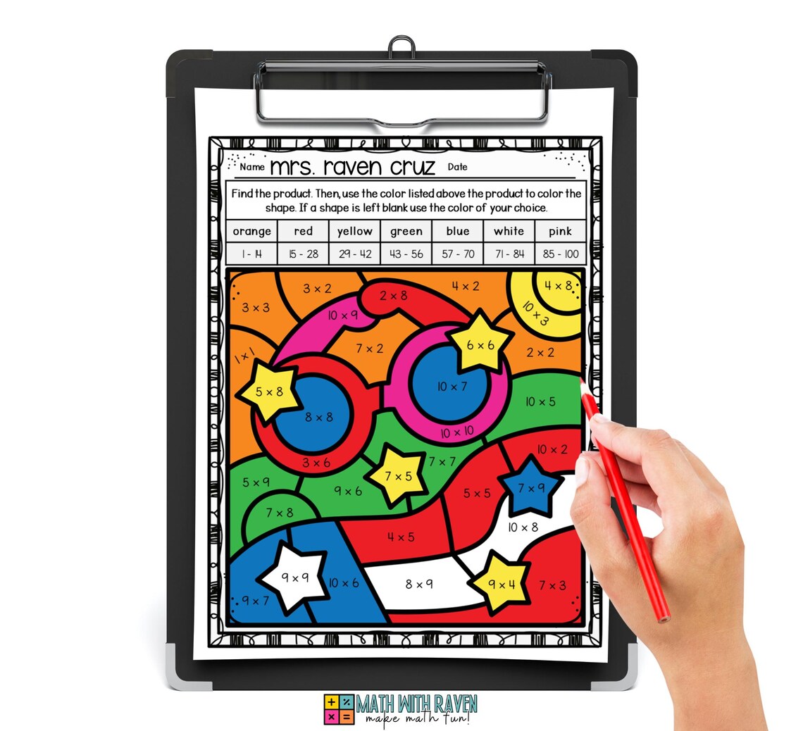 4th of July Multiplication Coloring Pages, 3rd-4th Grade (PDF) - Etsy