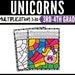 Unicorn Color by Number Multiplication Worksheets 3rd Grade Math ...
