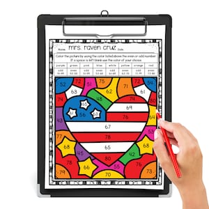 Memorial Day Color by Number: Odd & Even Worksheet (digital Download ...